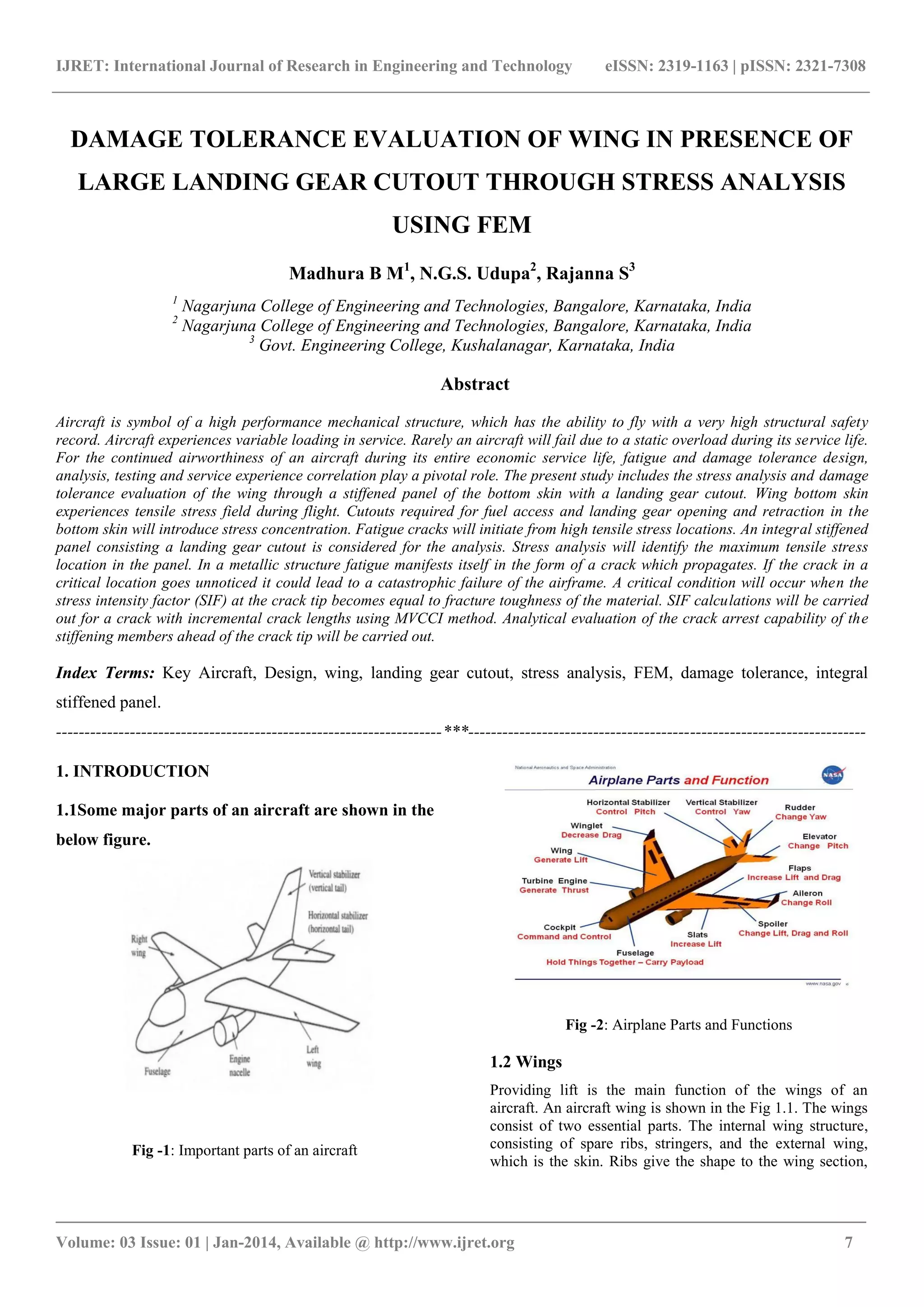 Damage tolerance evaluation of wing in presence of large landing gear cutout through stress ...