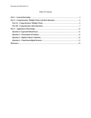 Digital Forensics Assignment One UEL and Unicaf | PDF