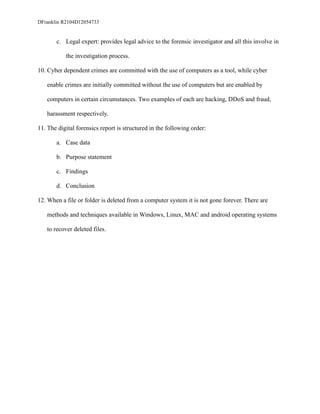 Digital Forensics Assignment One UEL and Unicaf | PDF