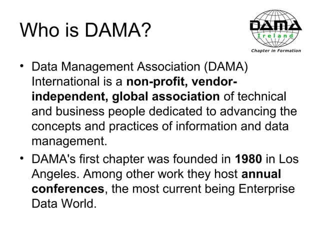DAMA Ireland Kick-Off Event 29Mar2016 | PPT | Technology & Computing