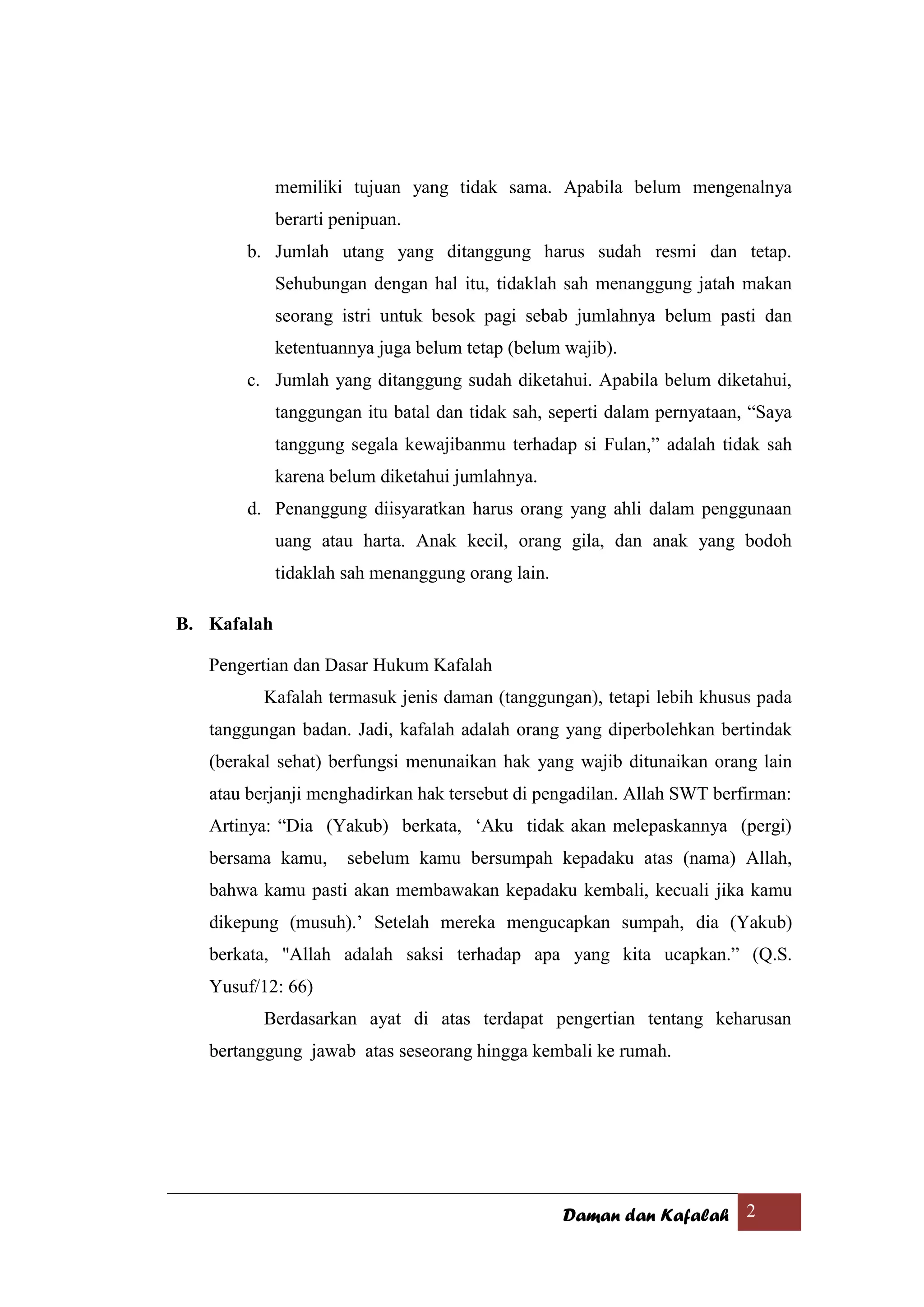 Daman dan kafalah | PDF