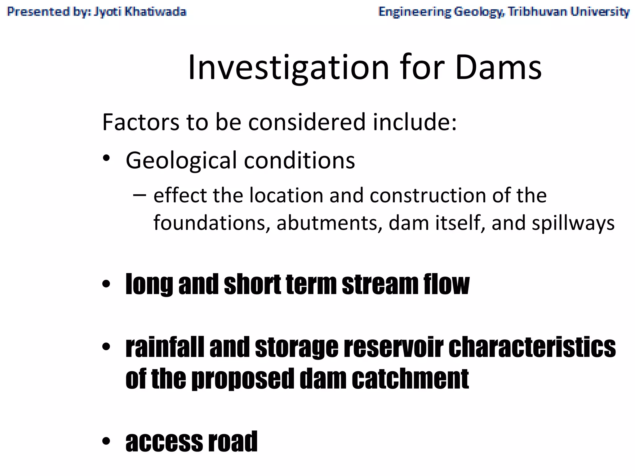 Dam and types of dam with site selection | PPT
