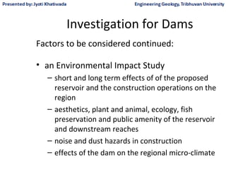 Dam and types of dam with site selection | PPT