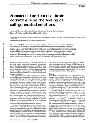 Damasio antonio subcortical and cortical brain activity during the feeling of self-generated ...