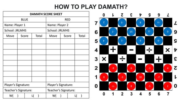 Damath.pptx | Board Games and Puzzles | Games and Puzzles