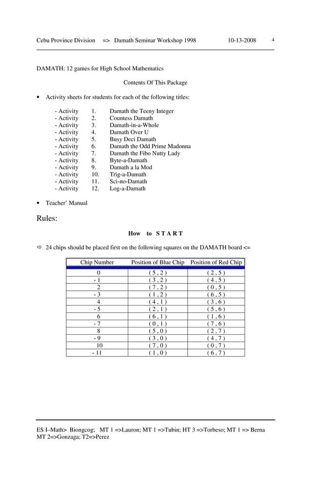 Damath notes (2) | PDF | Board Games and Puzzles | Games and Puzzles