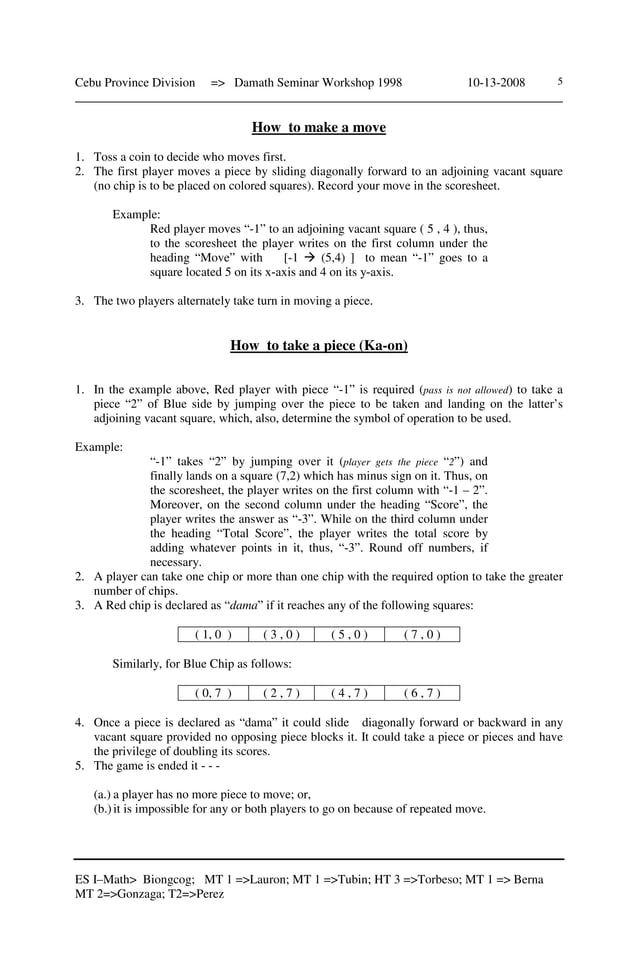 Damath notes (2) | PDF | Board Games and Puzzles | Games and Puzzles