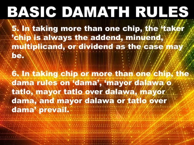 Damath Presentation for damath Game in Grade 7 to gRade 10 | PPTX ...