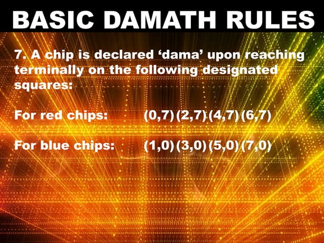 Damath Presentation for damath Game in Grade 7 to gRade 10 | PPTX ...