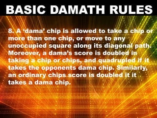 Damath Presentation for damath Game in Grade 7 to gRade 10 | PPTX