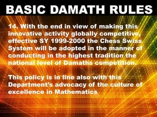 Damath Presentation for damath Game in Grade 7 to gRade 10 | PPTX