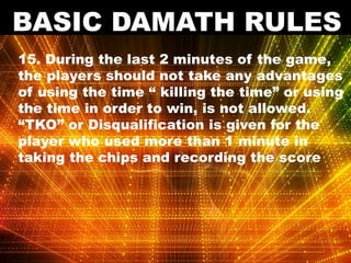 Damath Presentation for damath Game in Grade 7 to gRade 10 | PPTX