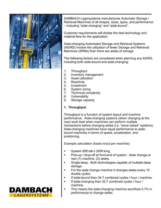 Dambach aisle changing whitepaper | DOC | Logistics | Business