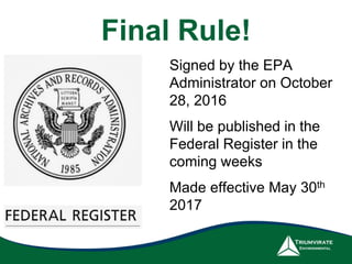 The Hazardous Waste Generator Improvements Rule | PPT