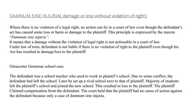 damnum sine injuria.pptx | Death, Injury, or Military Conflict ...