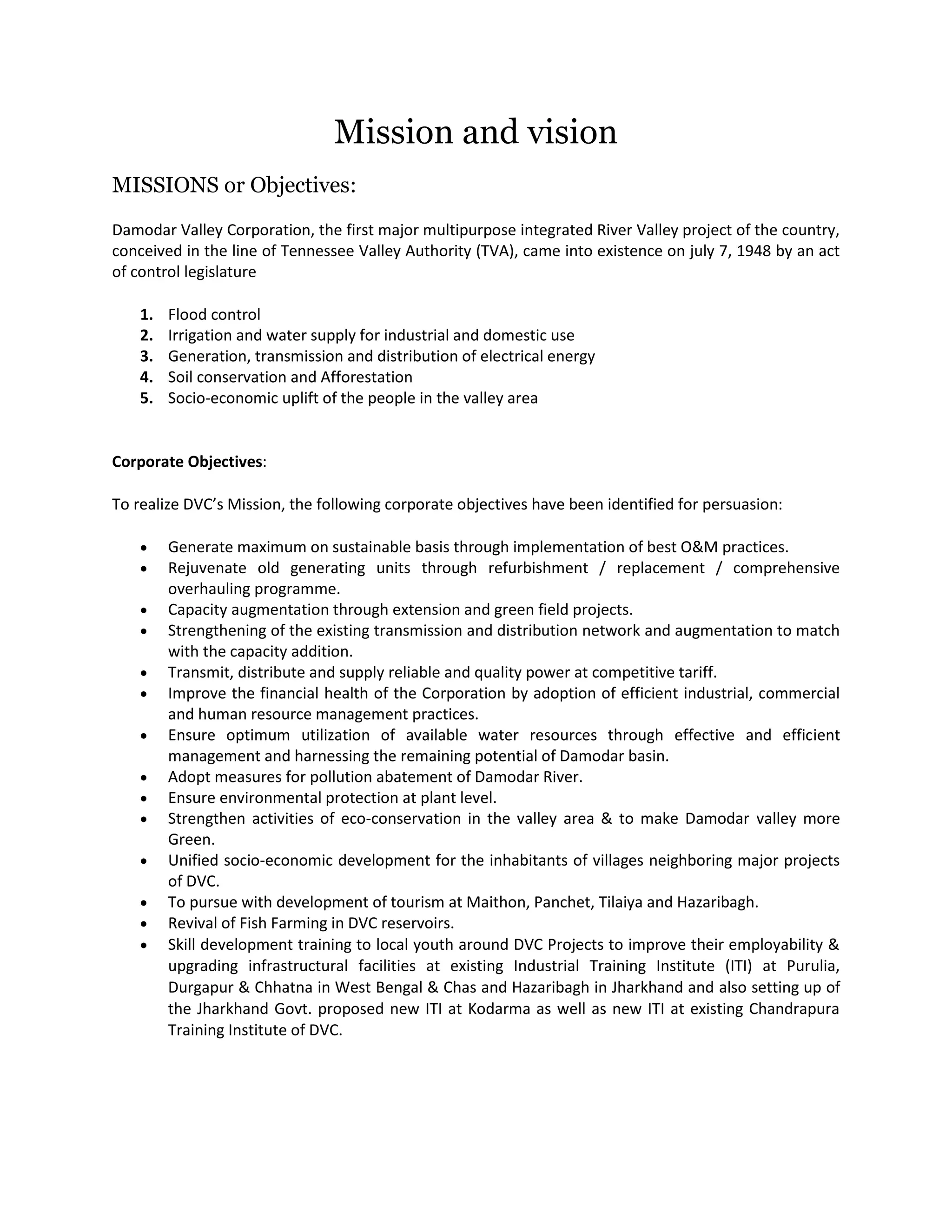 Damodar valley corporation | PDF