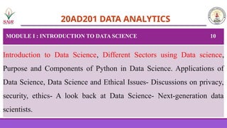 Introduction to Data Analytics and Data Science | PPTX