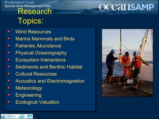 The Rhode Island Ocean SAMP: Developing an Integrated Geospatial ...