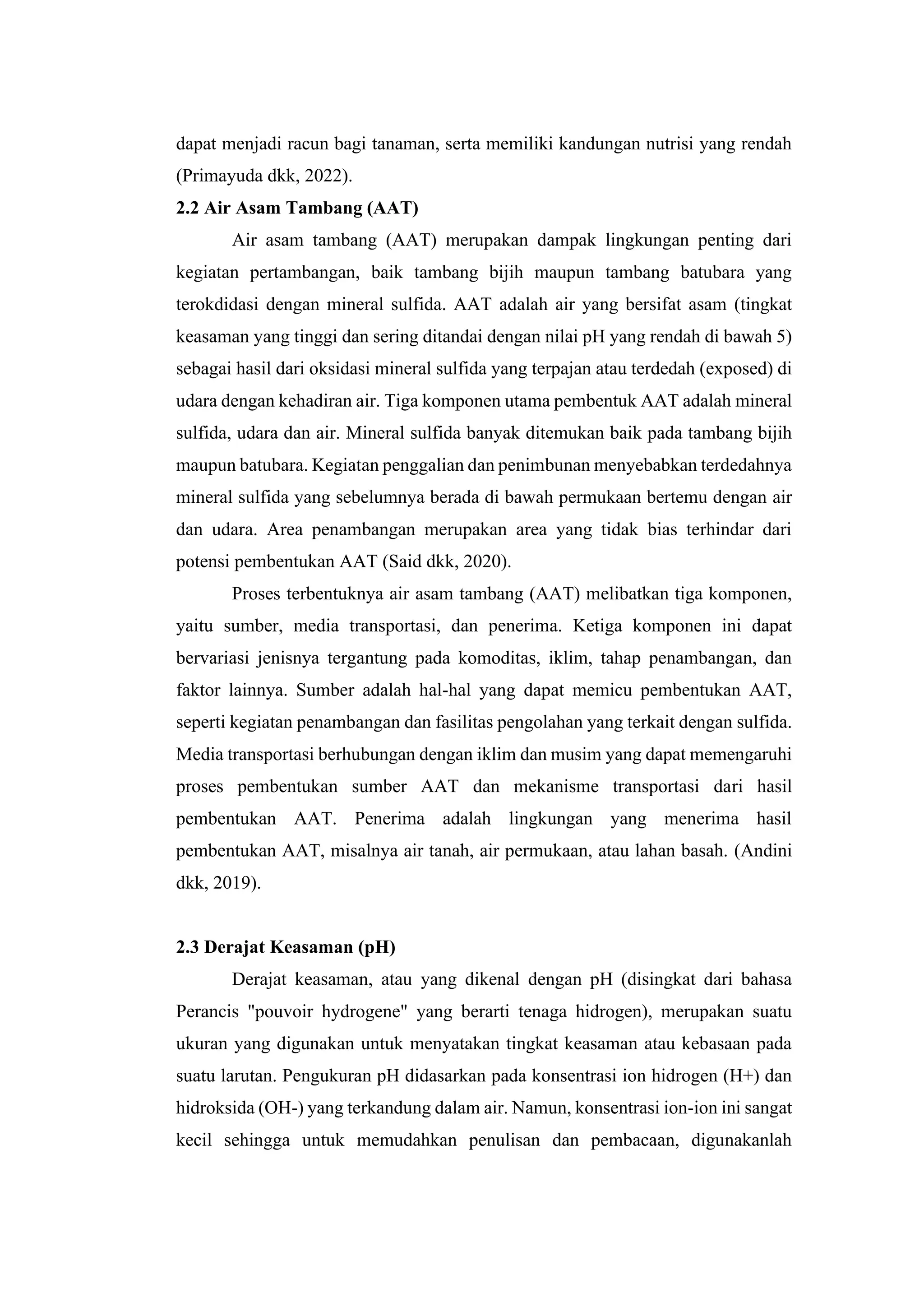 DAMPAK AIR ASAM TAMBANG AKIBAT OKSIDASI PIRIT TERHADAP AIR DAN TANAH DI ...