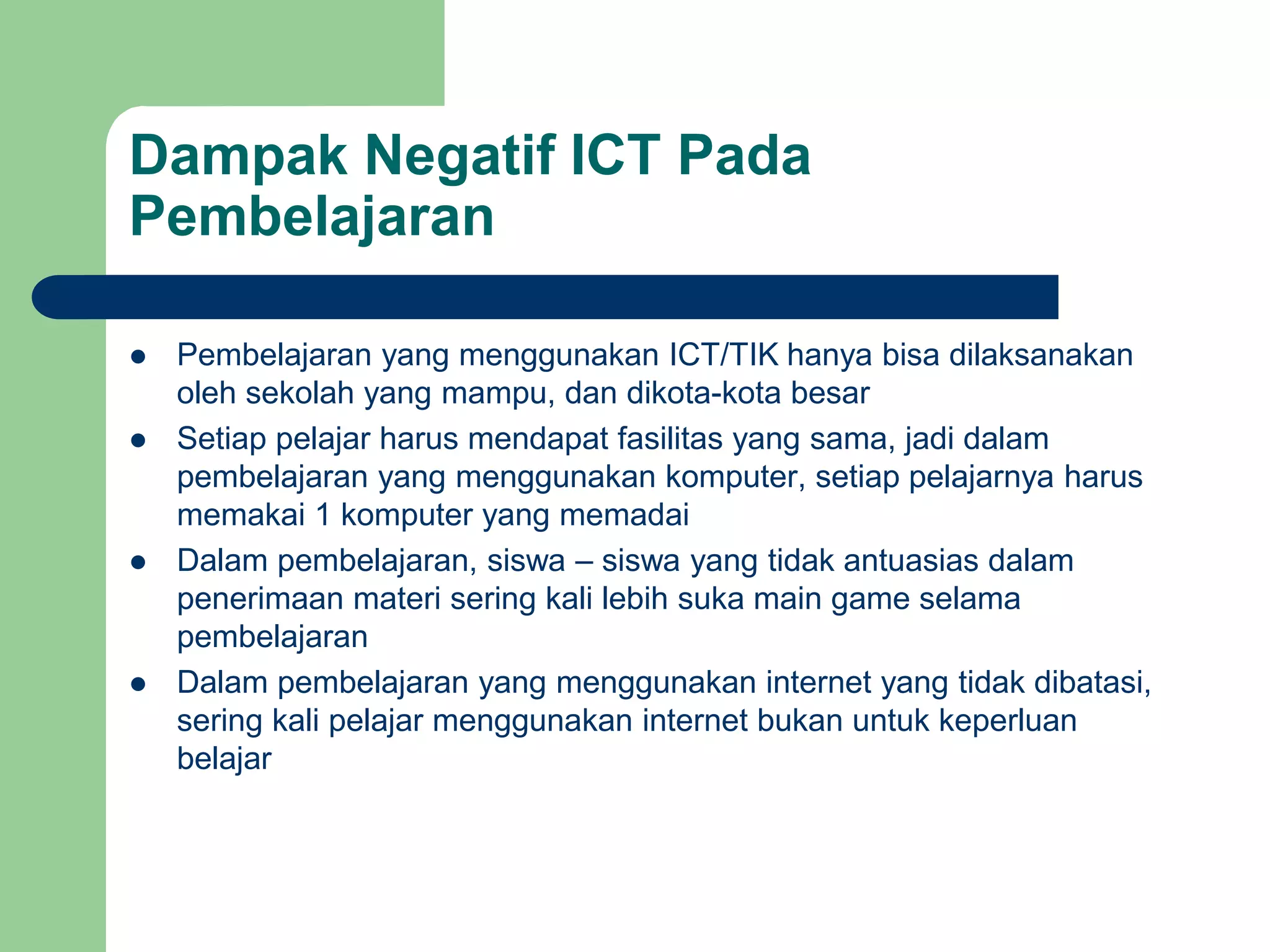 Dampak ict bagi sekolah | PPTX