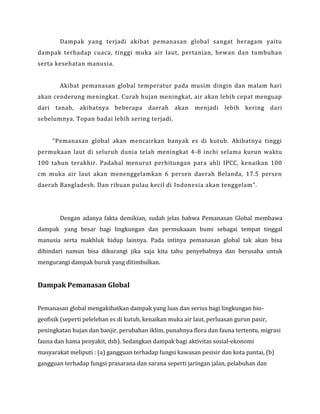 Dampak pemanasan global | DOCX