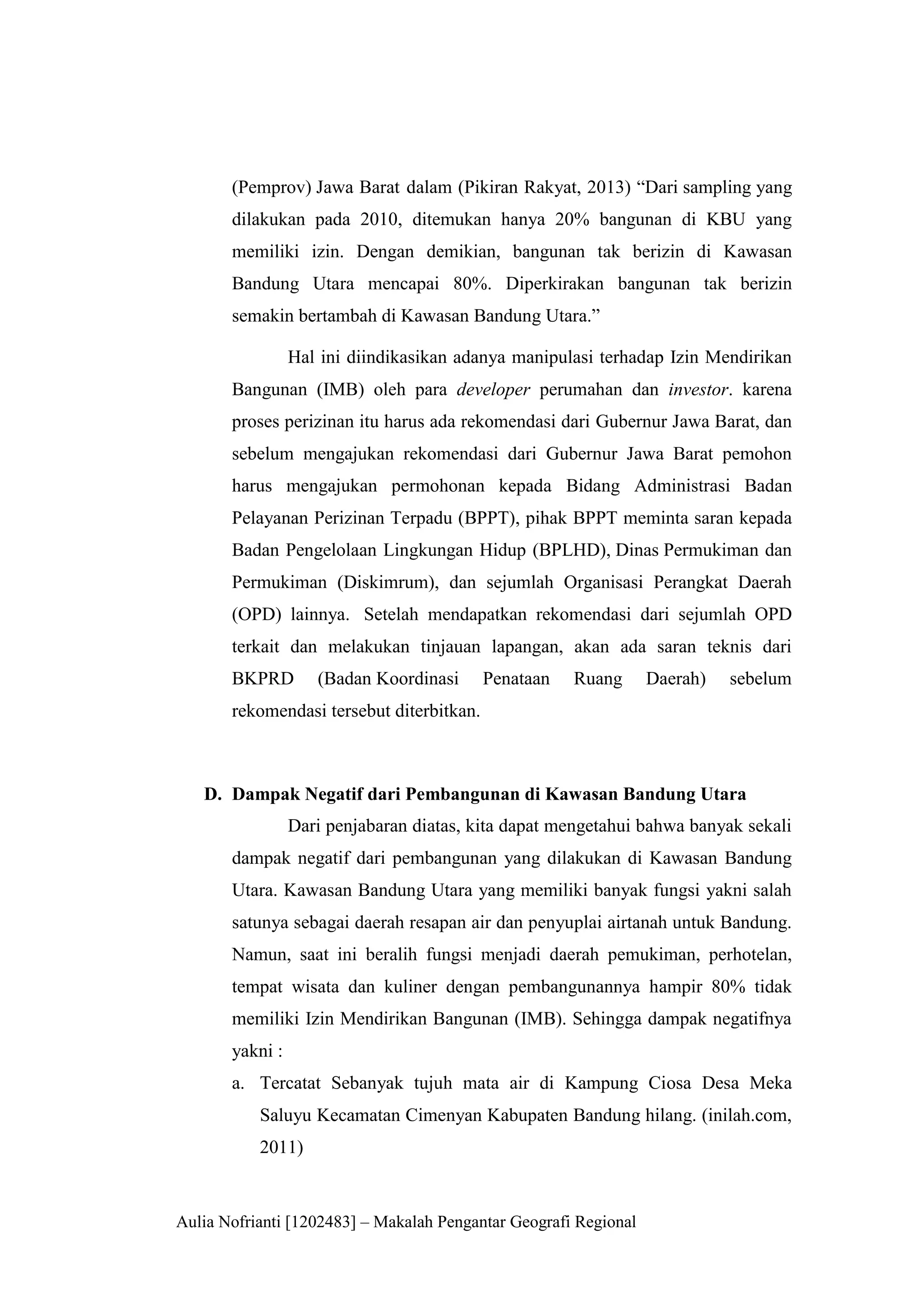 Dampak pembangunan di kbu | PDF