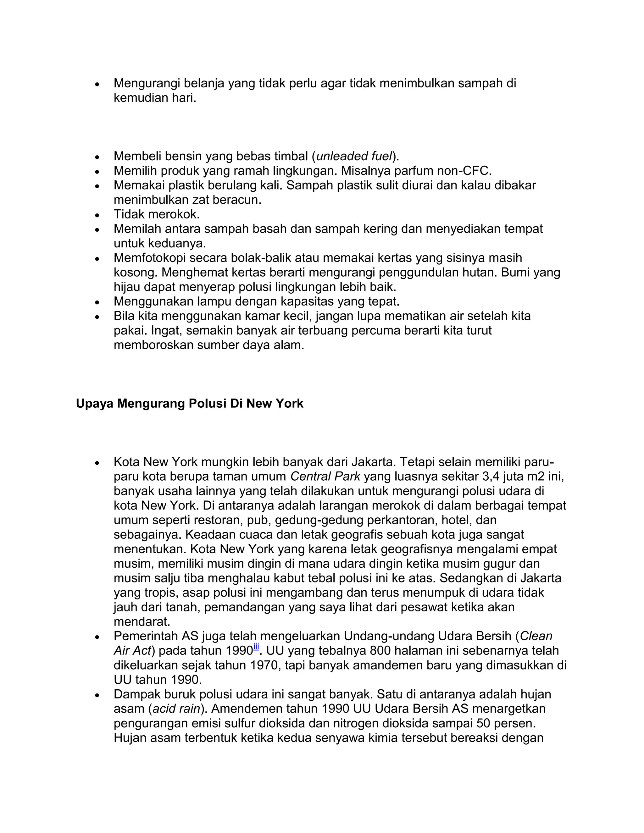 Dampak pencemaran udara dan cara mengatasi pencemaran udara | DOCX