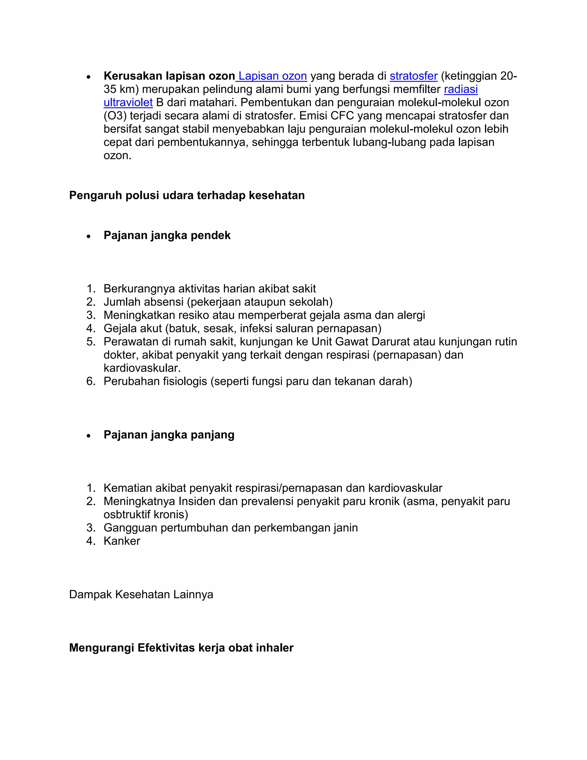 Dampak pencemaran udara dan cara mengatasi pencemaran udara | DOCX