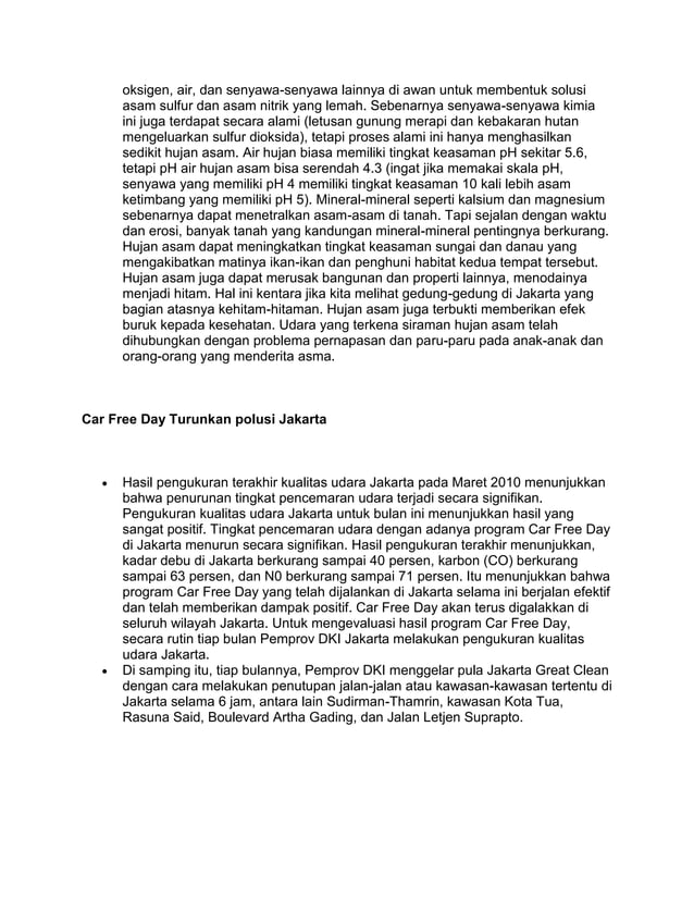 Dampak pencemaran udara dan cara mengatasi pencemaran udara | DOCX