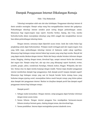 Contoh Karangan Bertajuk Keburukan Penggunaan Internet