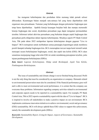 Dampak Pengungkapan dan Pelaporan Keberlanjutan dalam Pelaporan ...