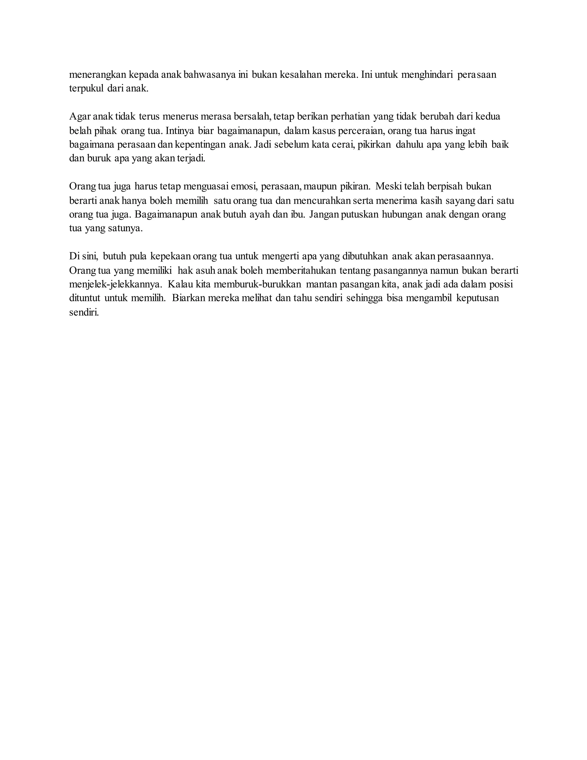 Dampak perceraian bagi perkembangan psikologis anak | PDF