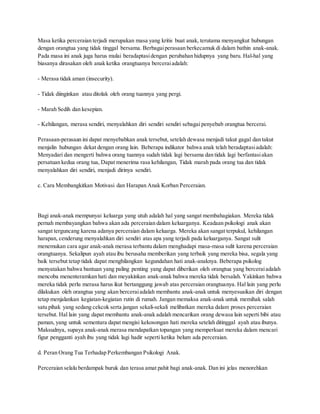 Dampak perceraian bagi perkembangan psikologis anak | PDF