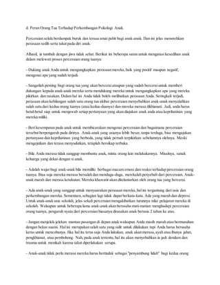 Dampak perceraian bagi perkembangan psikologis anak | PDF