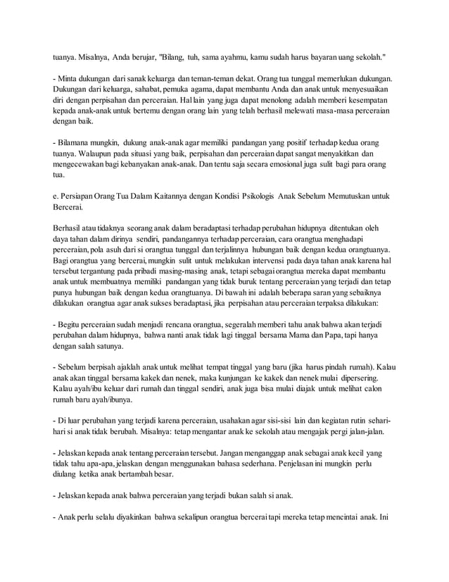 Dampak perceraian bagi perkembangan psikologis anak | PDF