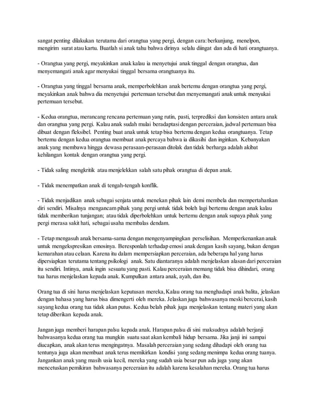 Dampak perceraian bagi perkembangan psikologis anak | PDF