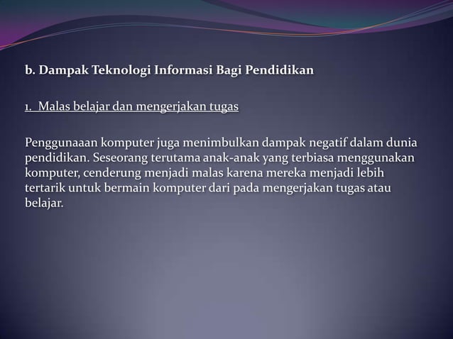 Dampak perkembangan teknologi informasi | PPTX
