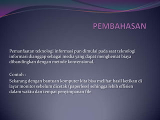 Dampak perkembangan teknologi informasi | PPTX