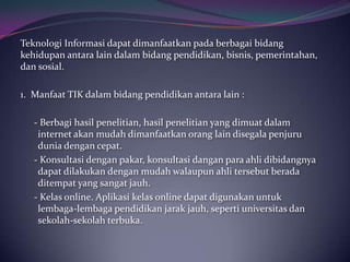 Dampak perkembangan teknologi informasi | PPTX