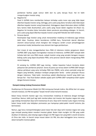 Dampak perundang undangan penanaman modal perekonomian | PDF