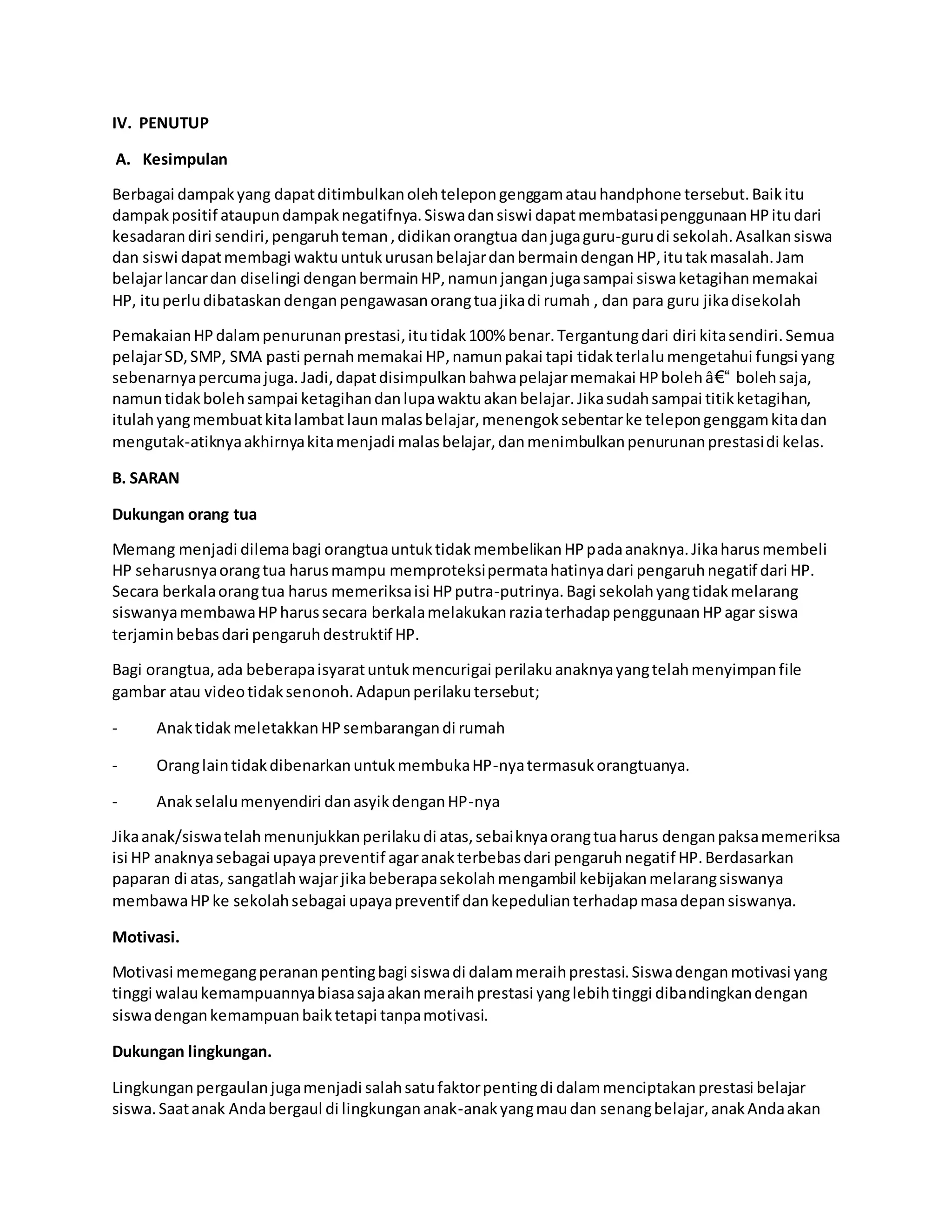 Dampak positif dan negatip hp | PDF