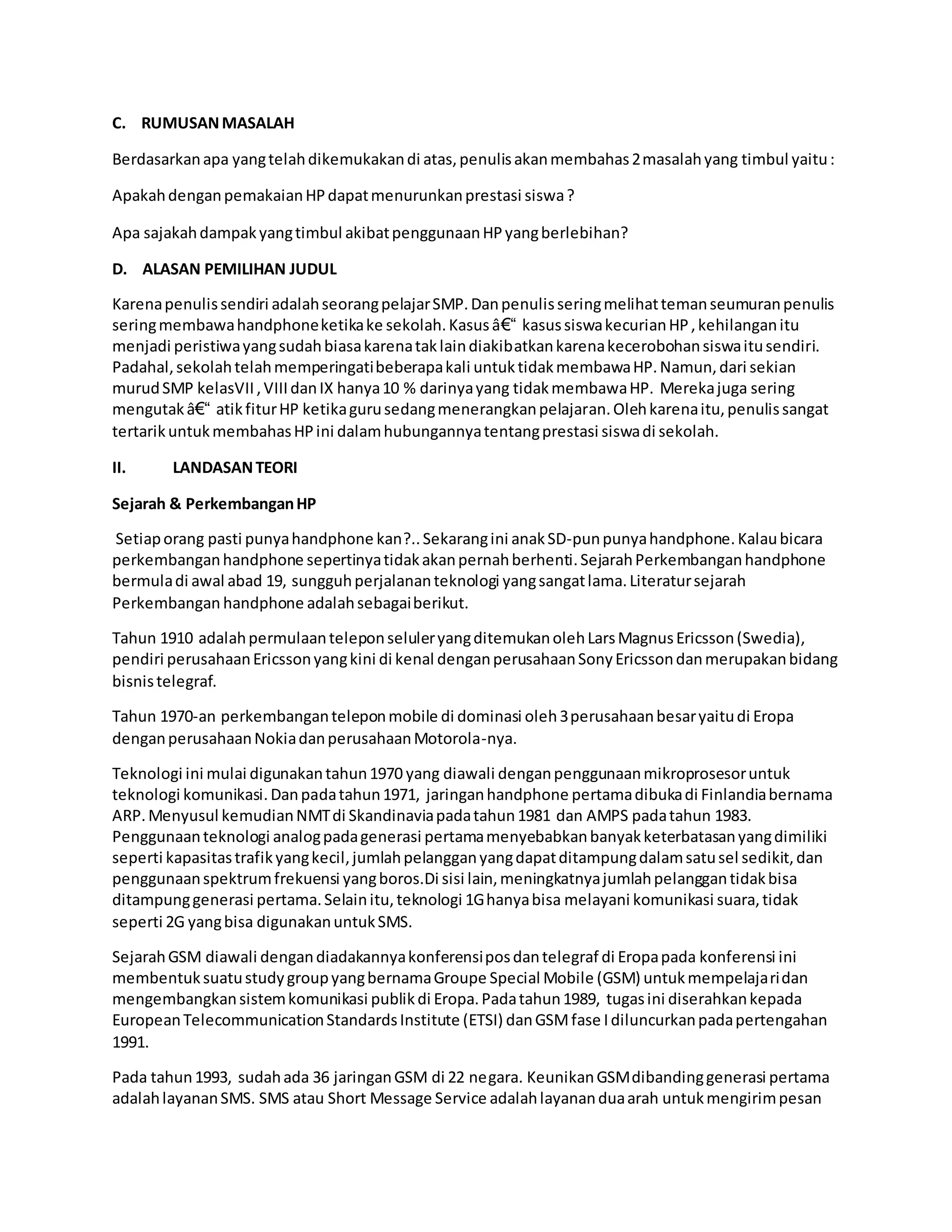 Dampak positif dan negatip hp | PDF