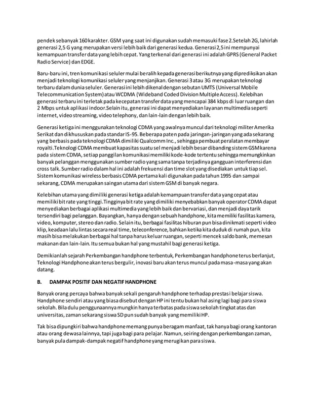 Dampak positif dan negatip hp | PDF