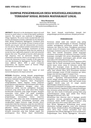 Dampak sosial budaya pengembangan desa wisata nglanggeran (2) | PDF
