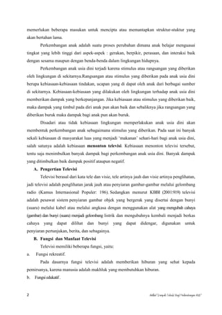 Dampak televisi bagi perkembangan anak usia dini | DOCX