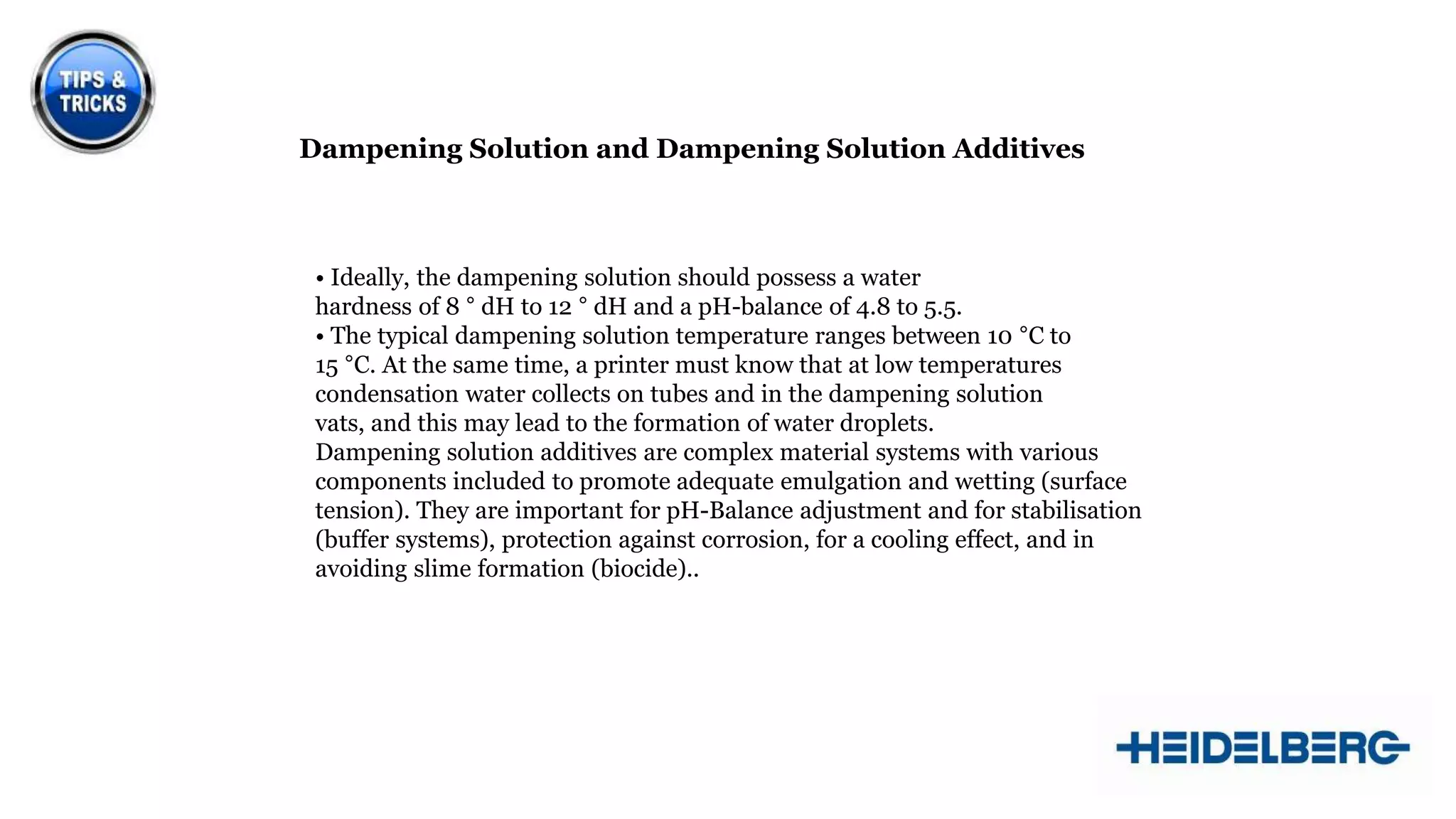 Dampening Solutions in Offset Printing | PPTX
