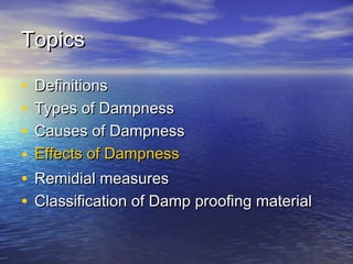 Dampness in buildings | PPT