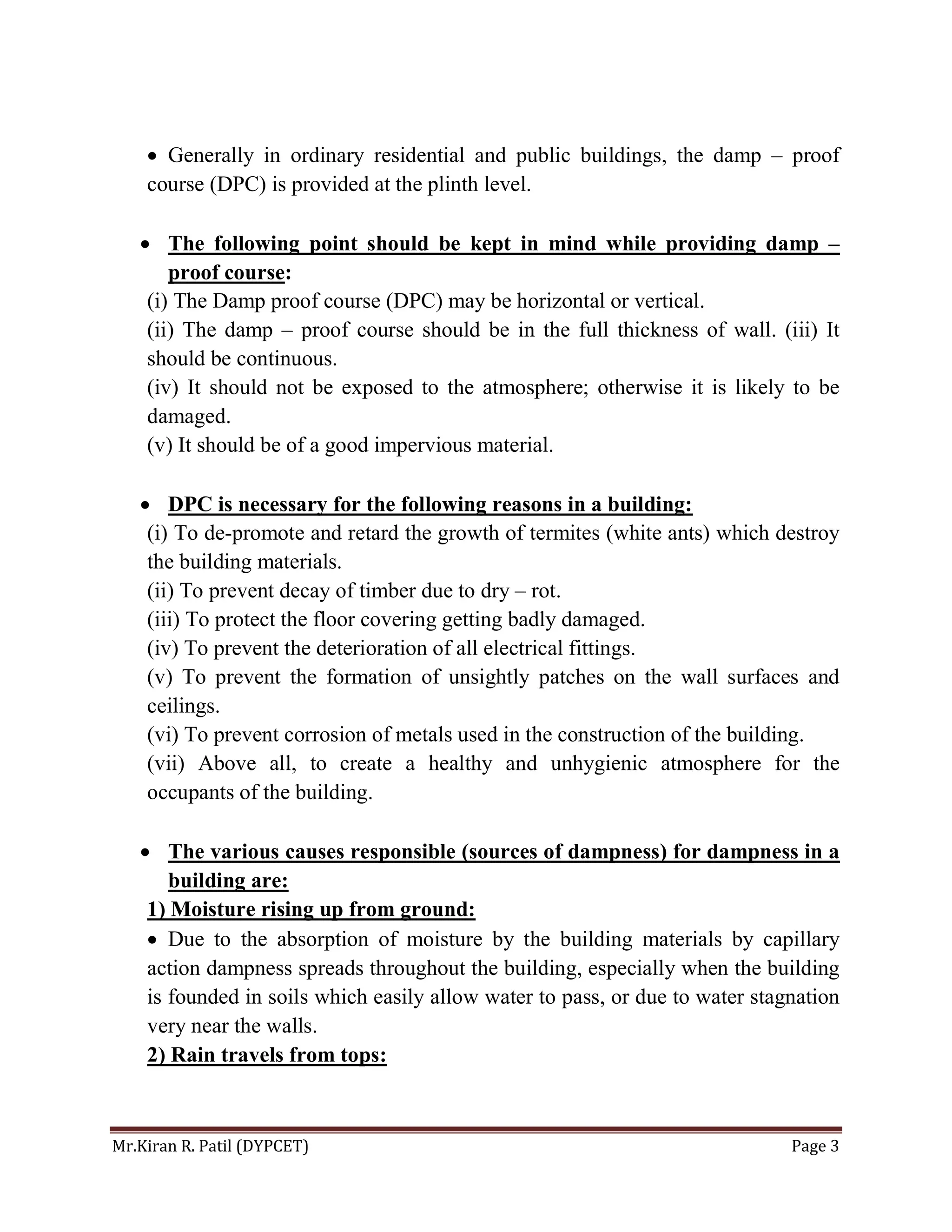 Damp prevention methods for building construction | PDF