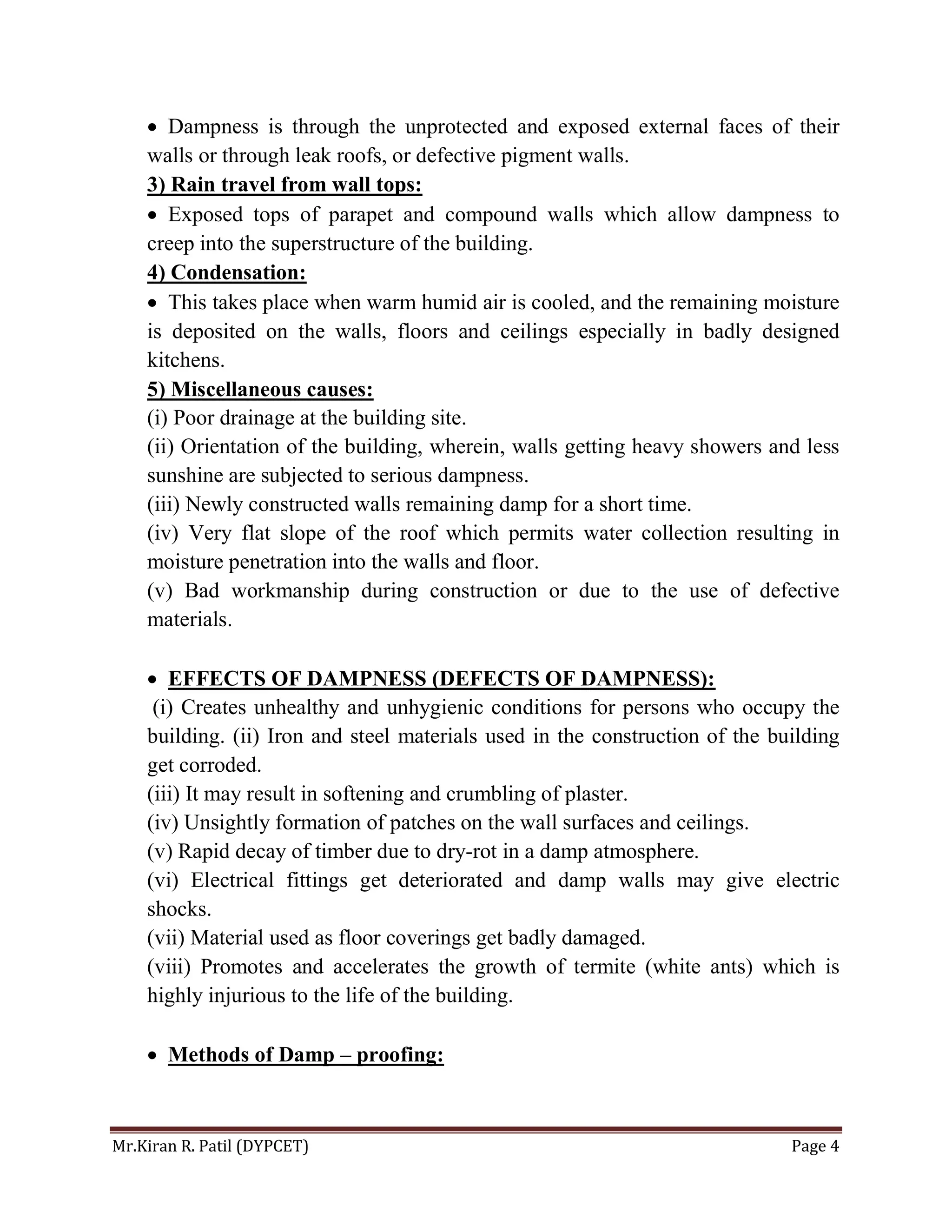Damp prevention methods for building construction | PDF