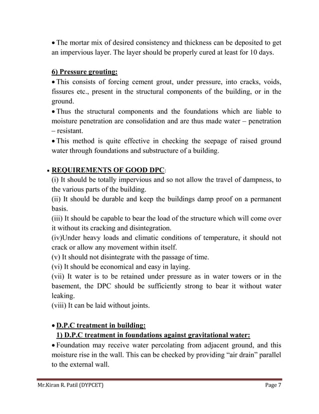 Damp prevention methods for building construction | PDF